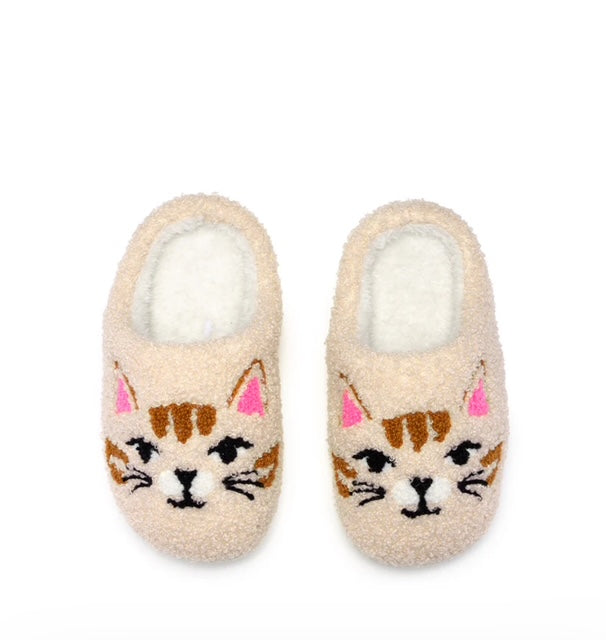 Cat Face Slippers M/L – Delphinium Home